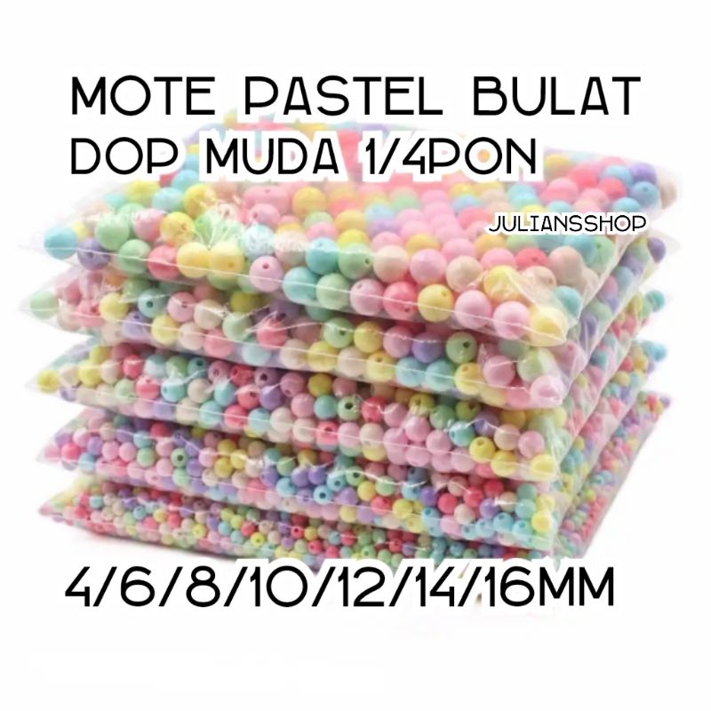 Jual 1/4 Pon Manik Susu Pastel Bulat Dop Muda Mote Premium Bahan DIY ...