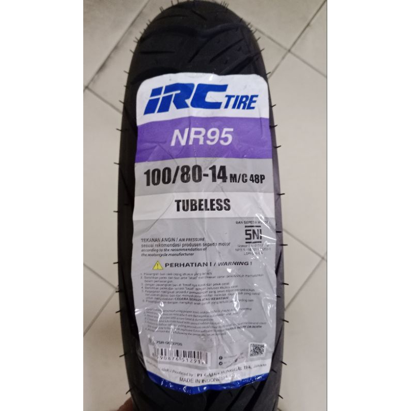 Jual BAN IRC 100% ORIGINAL,TUBELESS,BAN UKURAN 100/80-14 NR95,UNTUK ...