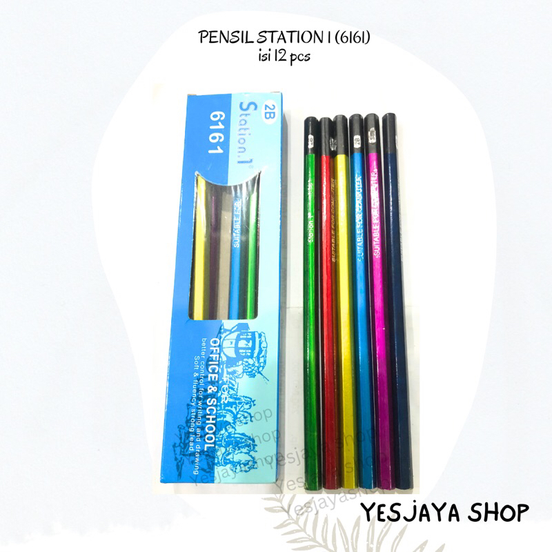 Jual {12 pcs} Pensil 2B murah Station1 No. 6161 / Pensil Kayu Station1 ...