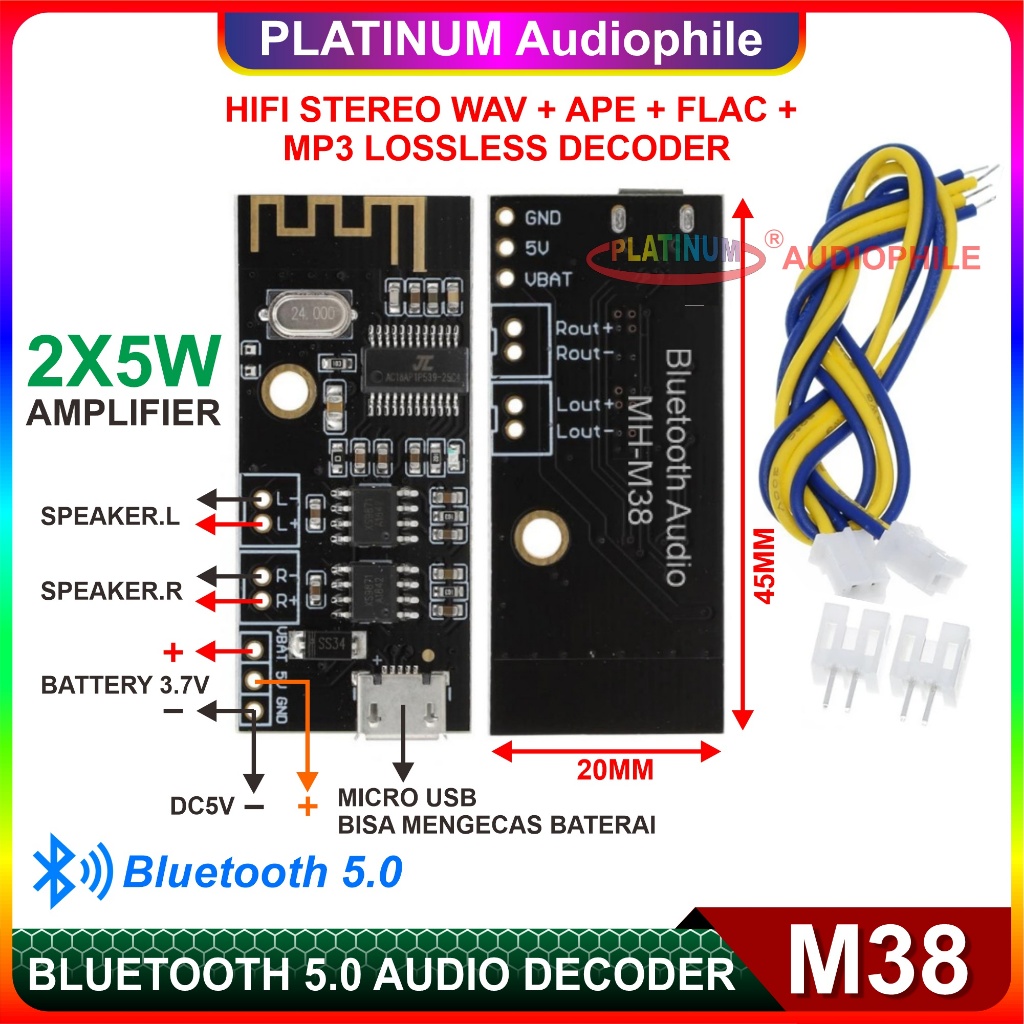 Jual Bluetooth 5.0 Stereo Amplifier 2x 5W Original Chip Modul Bluetooth ...