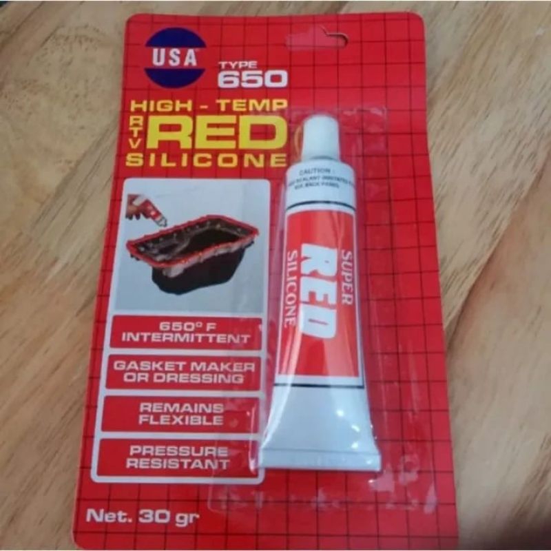 Jual Lem high Red silicone USA 650 30 Gr Sealing packing gasket merah ...