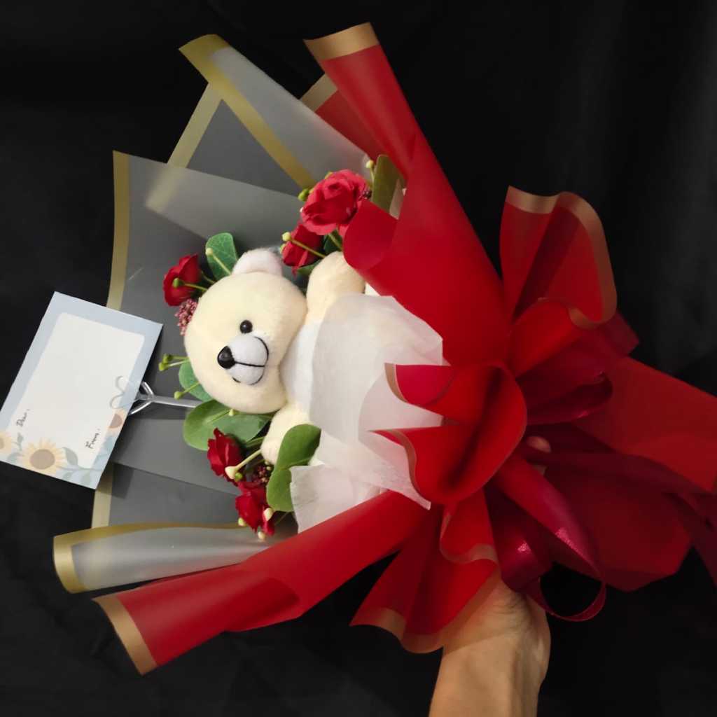 Jual Buket Bunga + Boneka Ukuran Medium | Shopee Indonesia