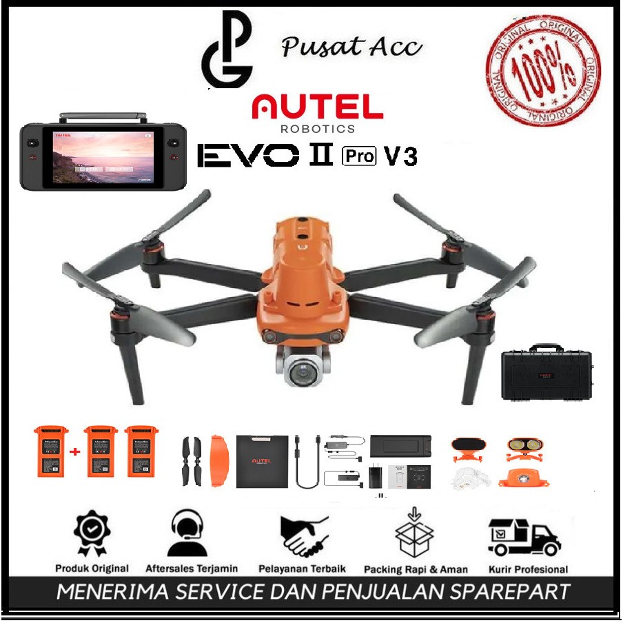 Jual AUTEL EVO II PRO V3 Drone 6K 20MP 1” Sensor 15KM 40Min - Drone ...