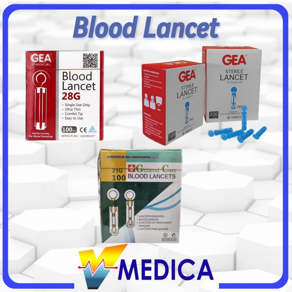 Jual Blood Lancet Gea & General Care 28G (isi 100pc) / Jarum Cek Darah ...