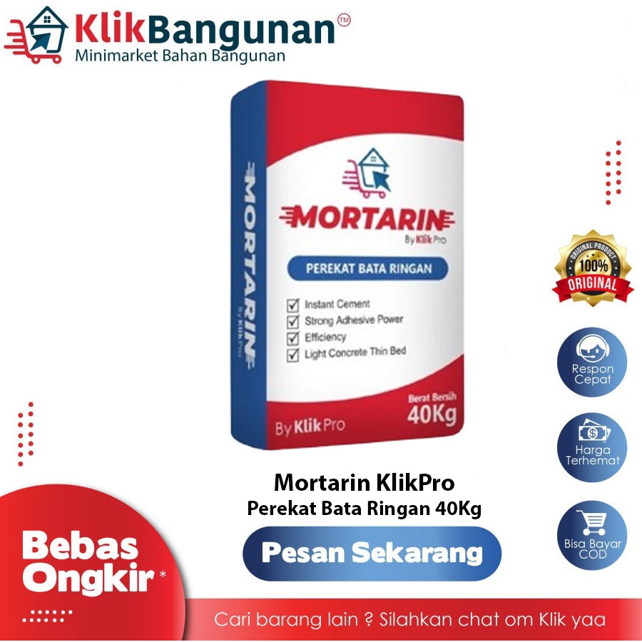 Jual MORTARIN PEREKAT BATA RINGAN 40KG / PEREKAT HEBEL / SEMEN INSTANT ...