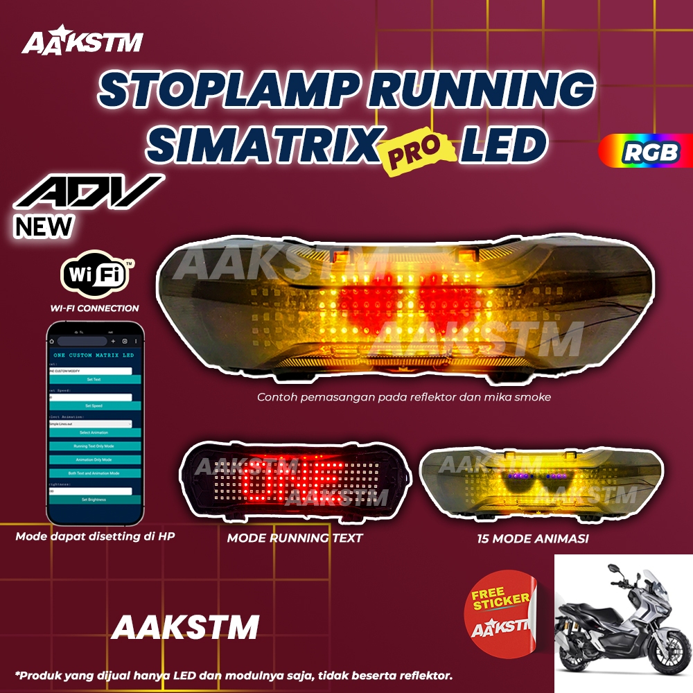 Jual Stoplamp Running Text Animasi ADV Simatrix Pro RGB Lampu LED Rem ...