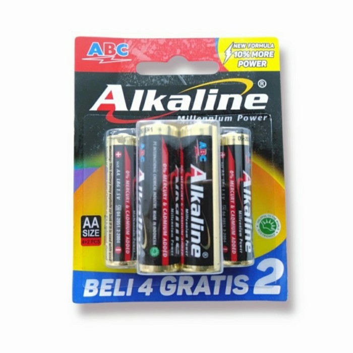 Jual Baterai ABC Alkaline AA 4+2 / Baterai jam A2 ISI 6 / Jam Dinding ...
