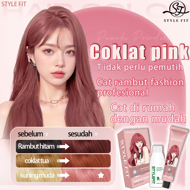 Jual 【Cat rambut seperti di salon】STYLE FIT Coklat pink hair color ...