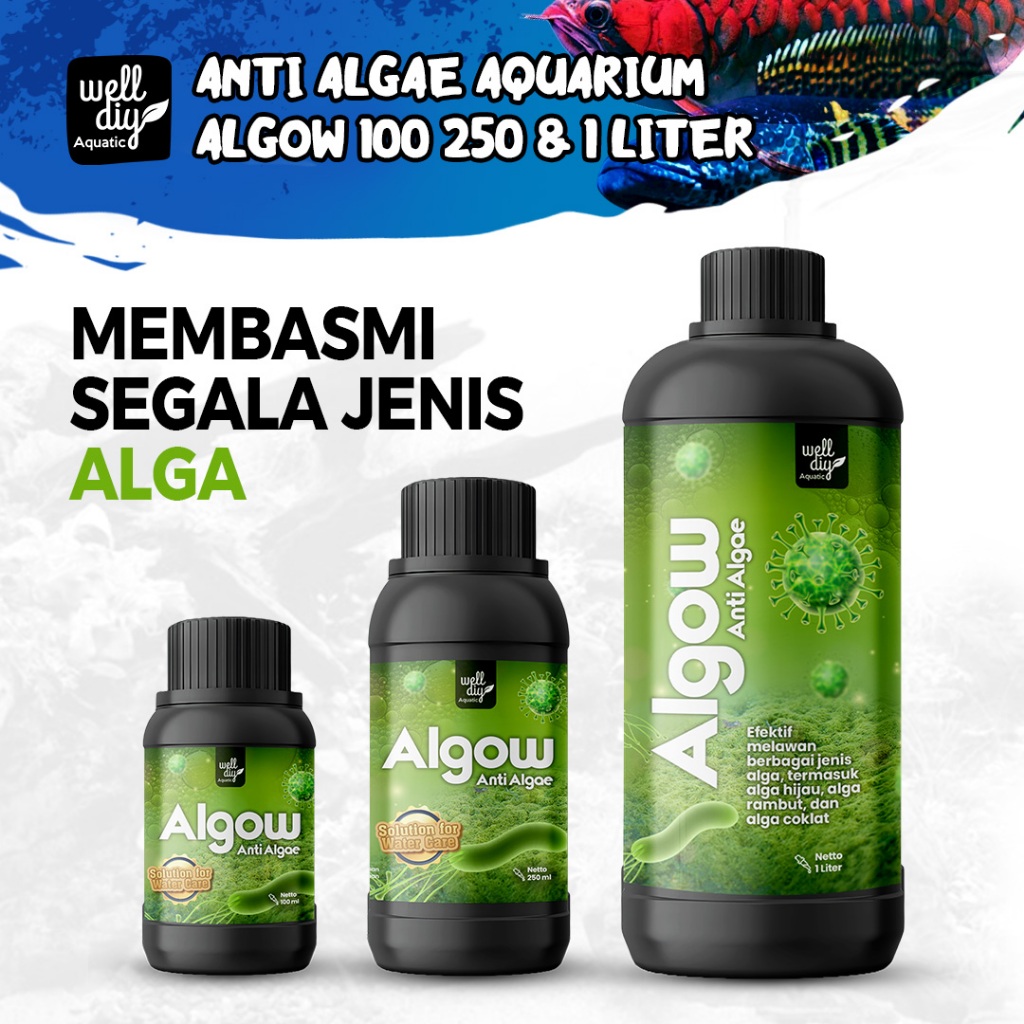 Jual Penghilang Pembasmi Alga Algae Lumut Aquarium Aquascape Kolam Ikan ALGOW - 100 250 ml 1 ...