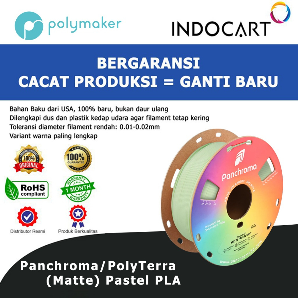 Jual 3D Printer Filament PolyMaker Panchroma/PolyTerra Pastel PLA Matte ...