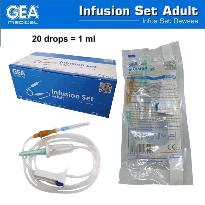 Jual Infus Set Dewasa GEA Infusion set Adult Selang Infus Gea - ECER ...