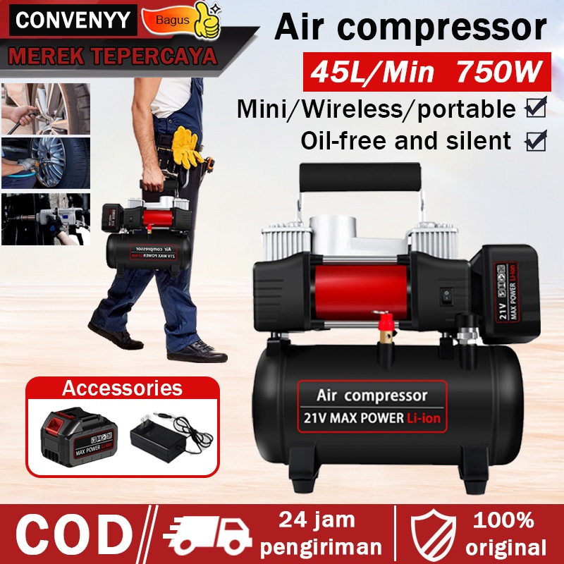 Jual Convenyy 8bar kompresor angin listrik bebas oli portabel mini 40L ...