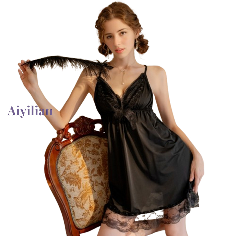 Jual AIYILIAN - Dress Elegan Lingerie Set 2IN1 E101 Baju Tidur Wanita Menawan | Shopee Indonesia