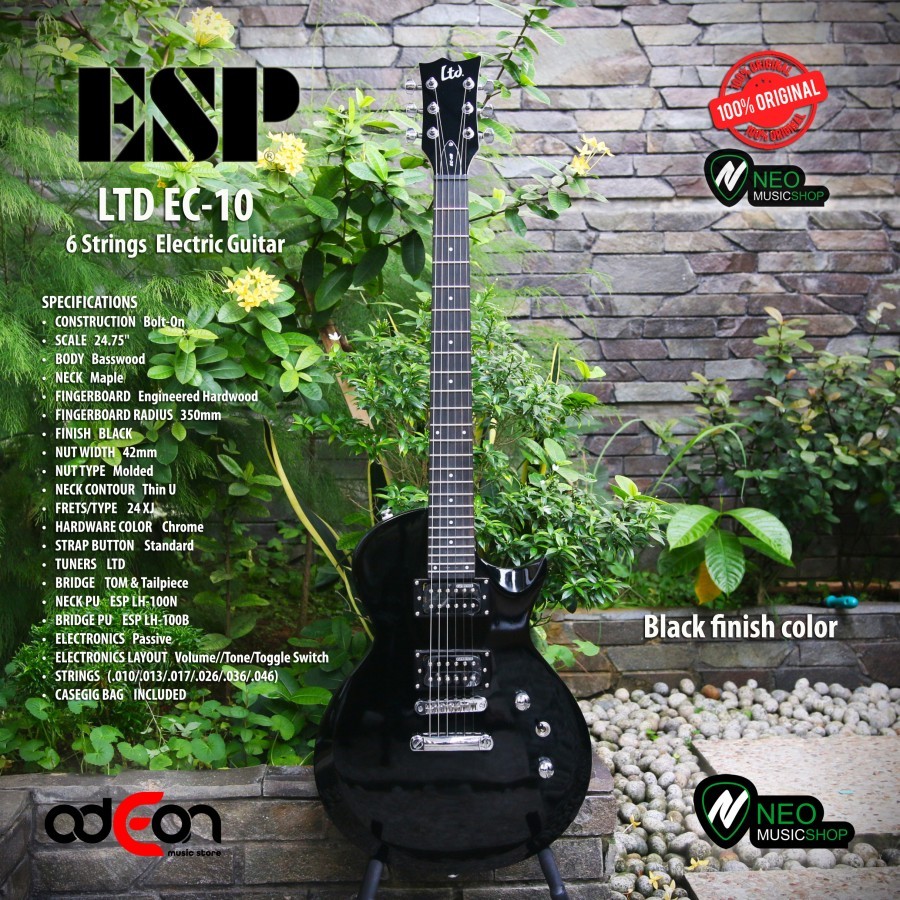 Jual ESP LTD EC-10 EC10 Black Finish 6 Strings Electric Guitar | Shopee ...
