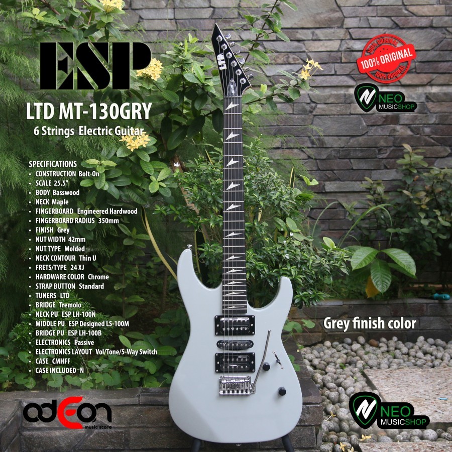 Jual ESP LTD MT130 GRY Grey Finish 6 Strings Electric Guitar | Shopee ...
