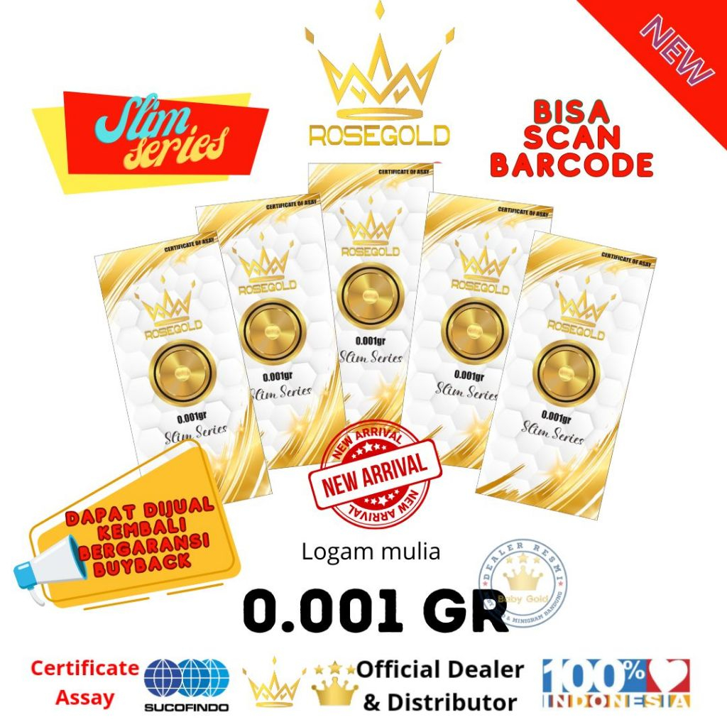 Jual ROSE GOLD BABY GOLD MINIGOLD New Slim Series 0.001 gr Emas Mini ...