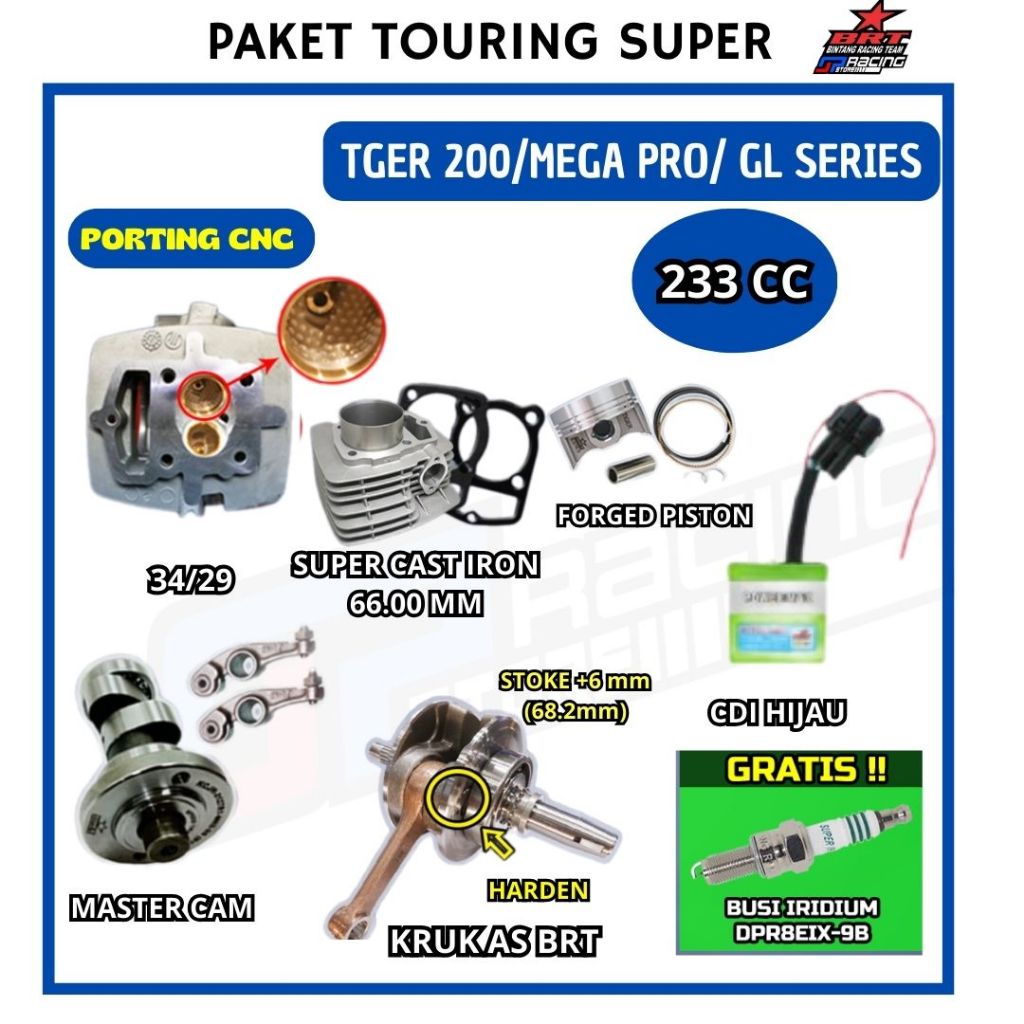 Jual Paket Bore Up Tiger 200/Mega Pro Primus/GL-Head-Blok Piston-CDI ...