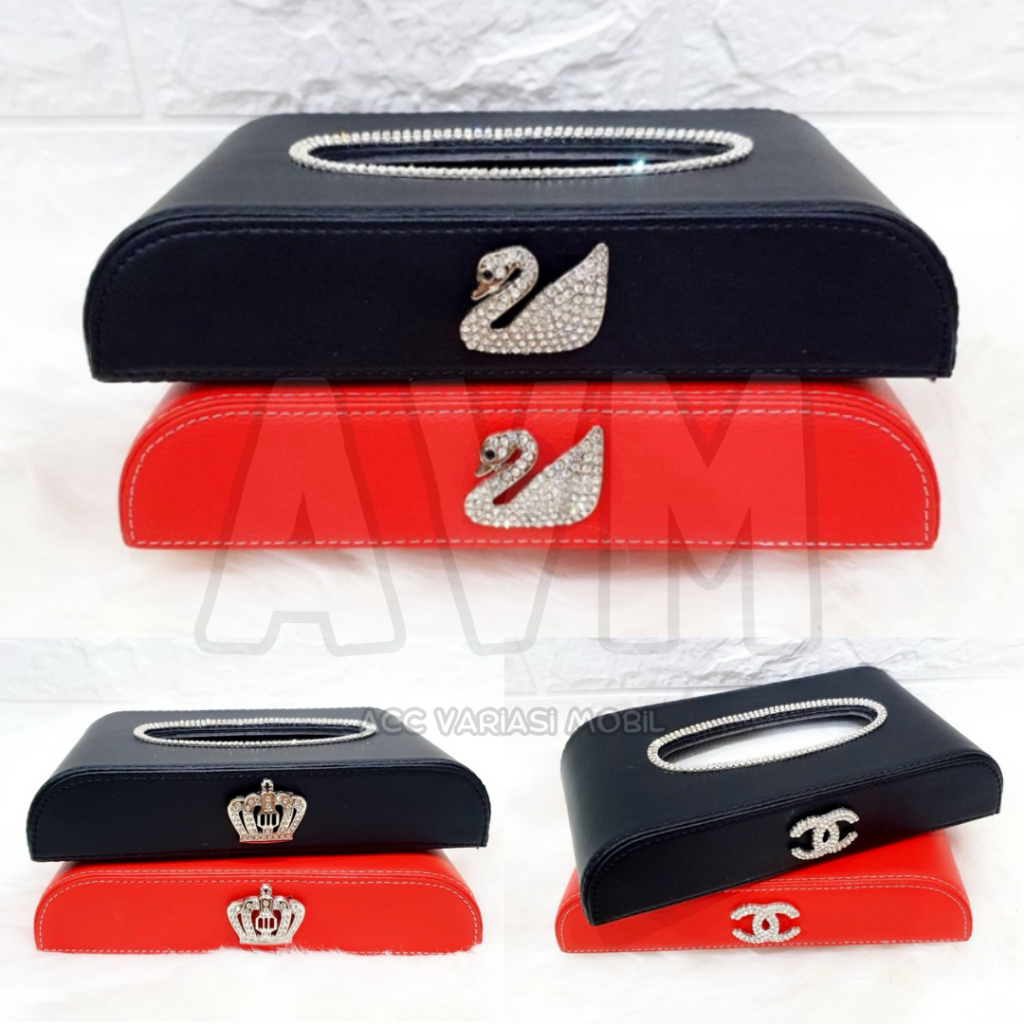 Jual Kotak Tisu Dashboard Mobil Diamond LOGO Bahan KULIT / Tempat Box ...