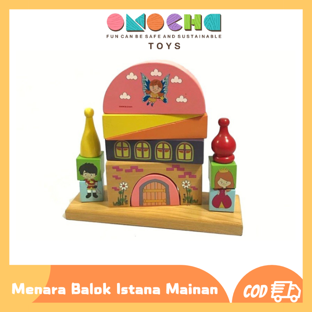 Jual Omocha Toys - Menara Balok Istana Mainan Edukasi Anak dari Kayu ...