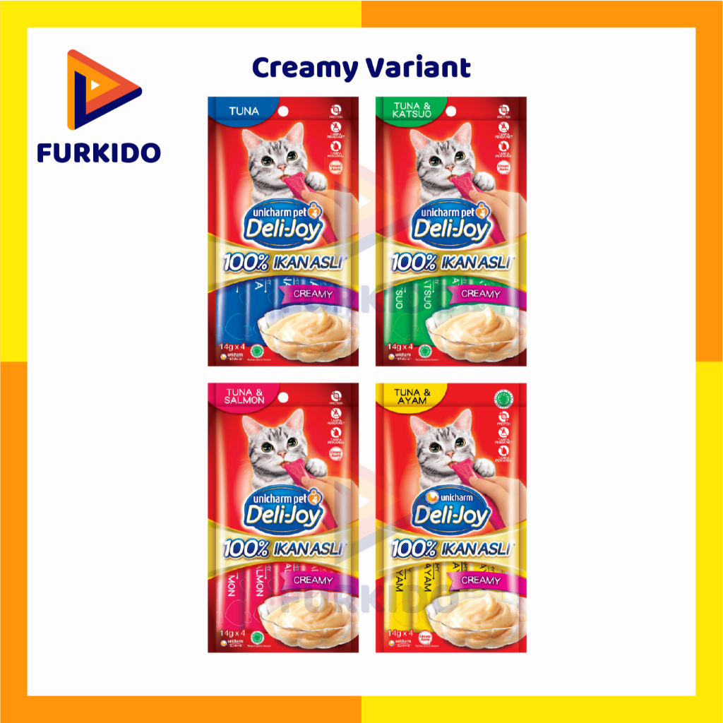Jual Unicharm Deli-Joy Creamy 14 Gram x 4 Pcs / Snack Kucing Creamy ...