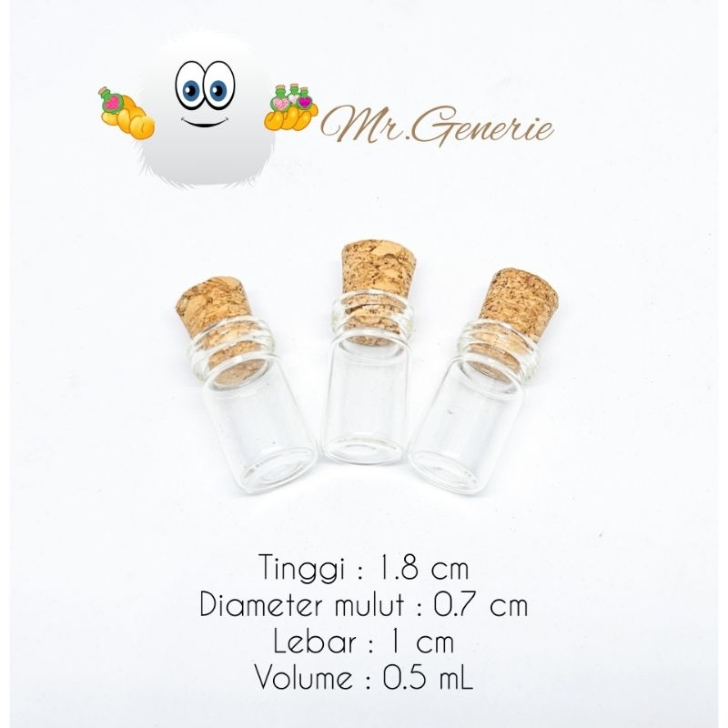 Jual MrGenerie 0,5ml Mini Glass Bottle / 1pcs Botol Kaca Mini 0.5mL ...
