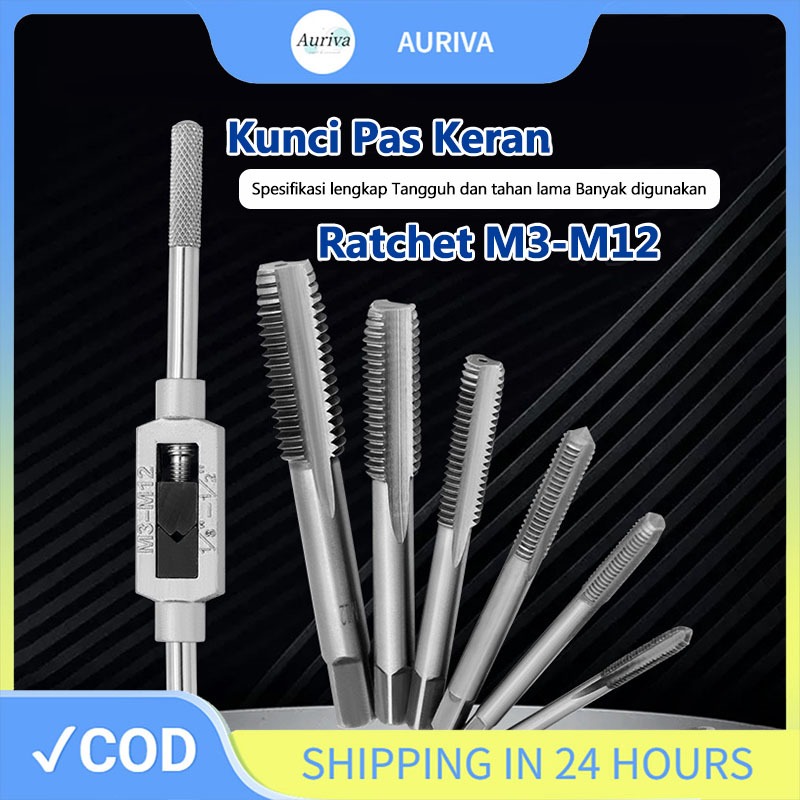 Jual Auriva Set Hand Tap M3-M12 Senai Drat Derat Ulir Baut 8pcs Alat Pembuat Drat Baut 5/6/810 ...