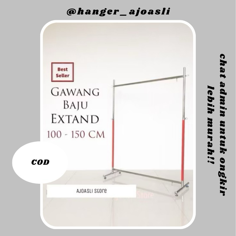 Jual Gawang Baju Tarik 100cm > 150cm Gantungan Baju Tarik / Gawangan ...