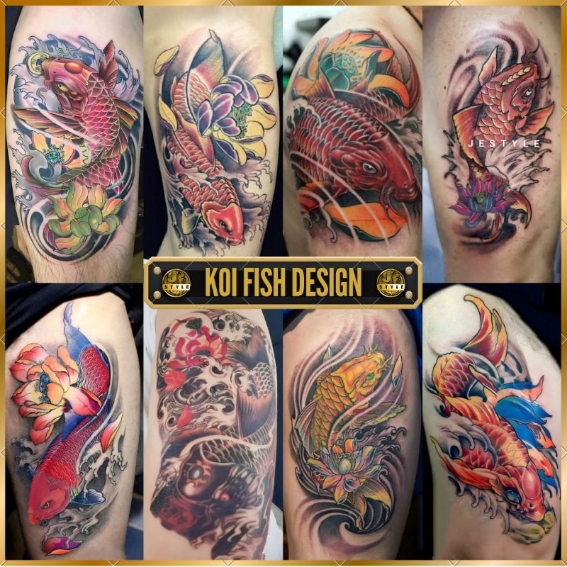 Jual [FS] TATTO TEMPORER TEMPORARY TATTOO IKAN KOI BERWARNA FISH DESIGN ...