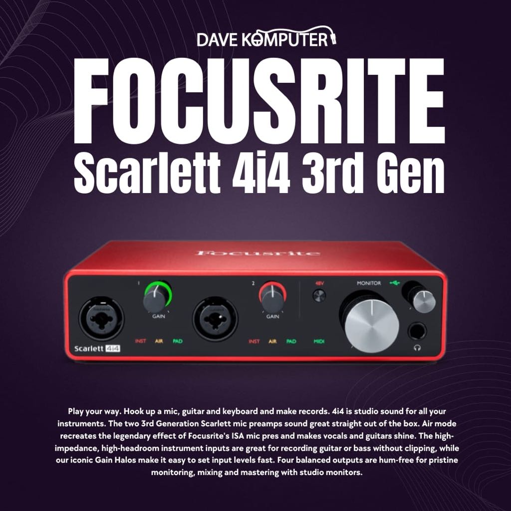 Jual Focusrite Scarlett 4i4 3rd Gen USB Audio Interface | Shopee Indonesia