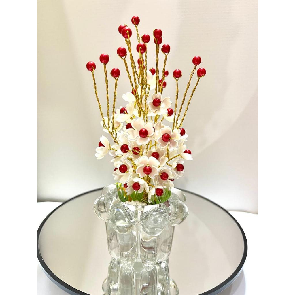 Jual Bunga akrilik hiasan ruang tamu | bunga viral vas kaca tinggi 20cm ...