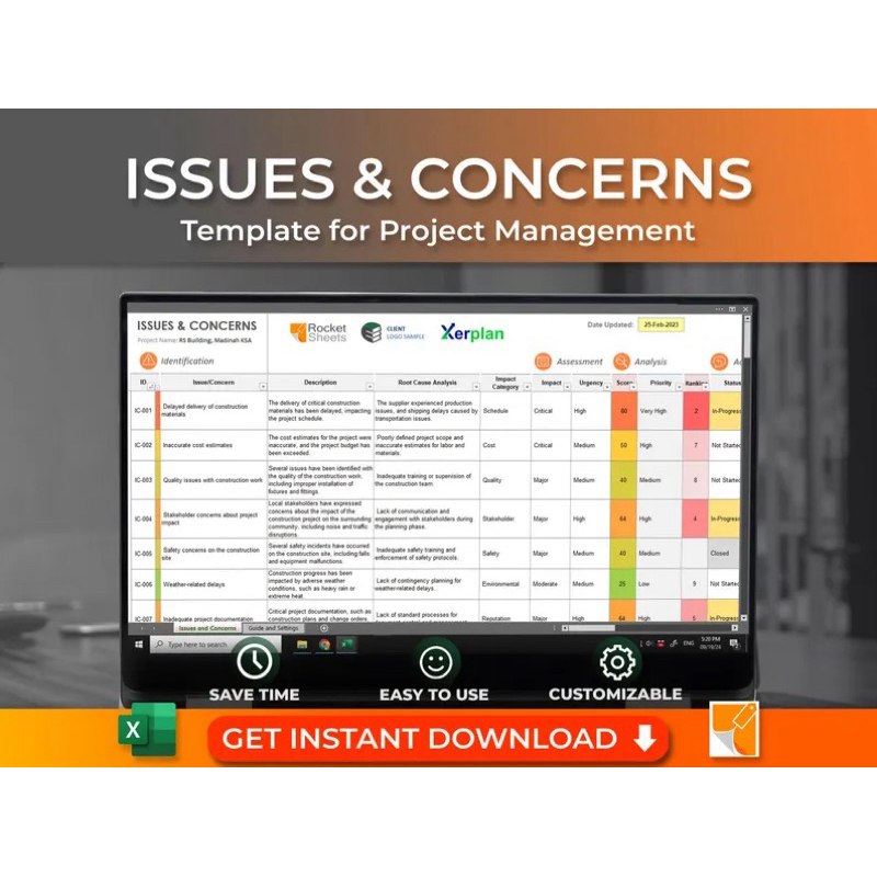 Jual Issues and Concerns Template, Issues tracker Excel Template ...