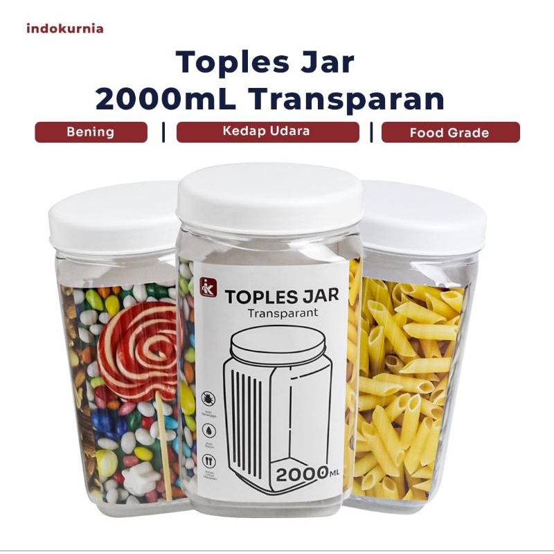 Jual Indokurnia Toples Jar 2000 mL Transparant | Shopee Indonesia