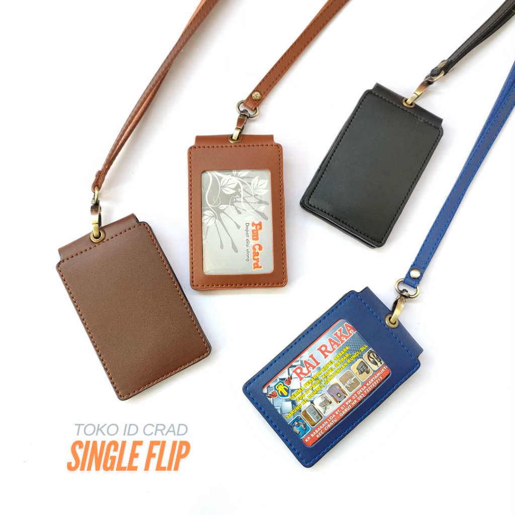 Jual Id Card Name Tag Kulit Holder Single Flip Magnet Terbaru | Shopee ...