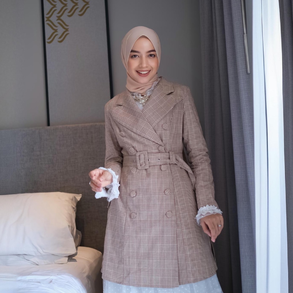 Jual Rudeya Blazer Adeeva Blazer Wanita Top Korean Vintage | Shopee ...