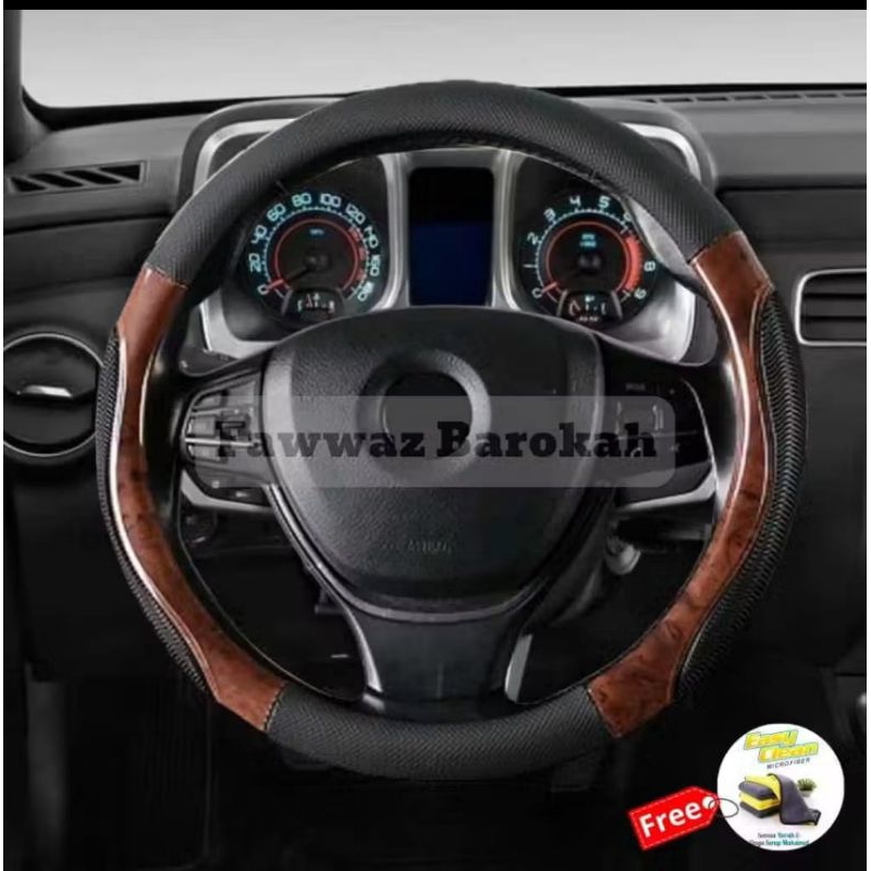 Jual Sarung Stir Cover Setir Mobil Motif Kayu Kulit Sintetis Universal ...