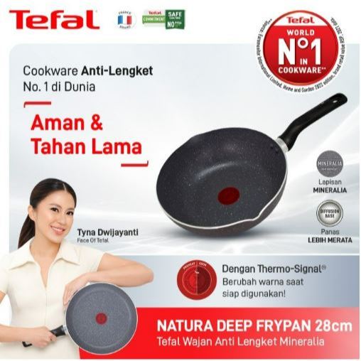 Jual Tefal Natura Deep Frypan 28 cm Non Stick Wajan Anti Lengket Cekung ORI | Shopee Indonesia