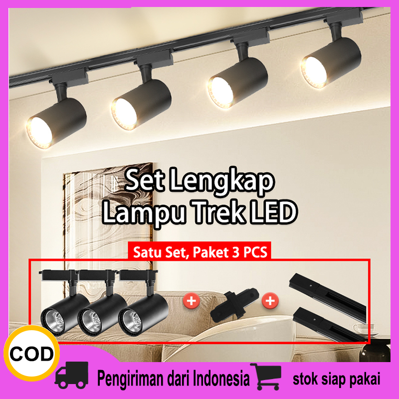 Jual 3PCS Set Track Light Lampu Rel Track Led COB Sorot 3 Warna 12w 20w 30w Lampu Sorot Plafon ...