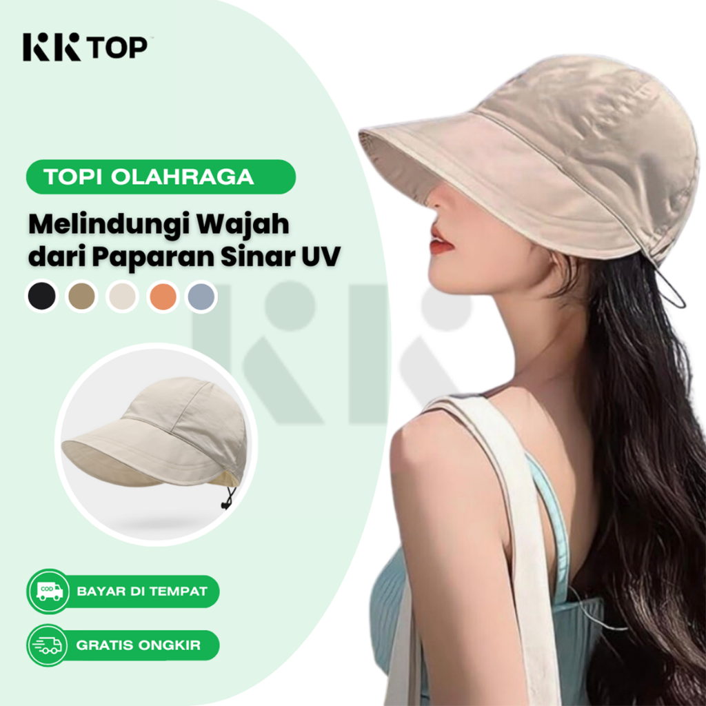 Jual KKTOP Topi Pantai Wanita Topi Anti Uv UPF50+ Topi Lebar Fashion ...
