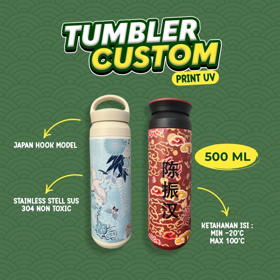 Jual TUMBLER CUSTOM Edisi Botol Minum Japan Hook Print UV Cetak Full Color KAPASITAS 500 ML ...
