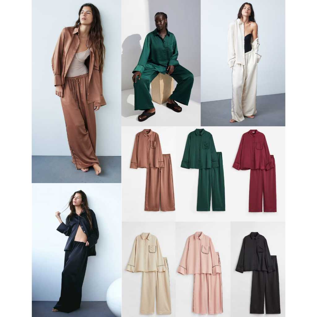 Jual (Web $49.99) HM HOME Long Satin Pajamas - Piyama Satin - 7124 | Shopee Indonesia