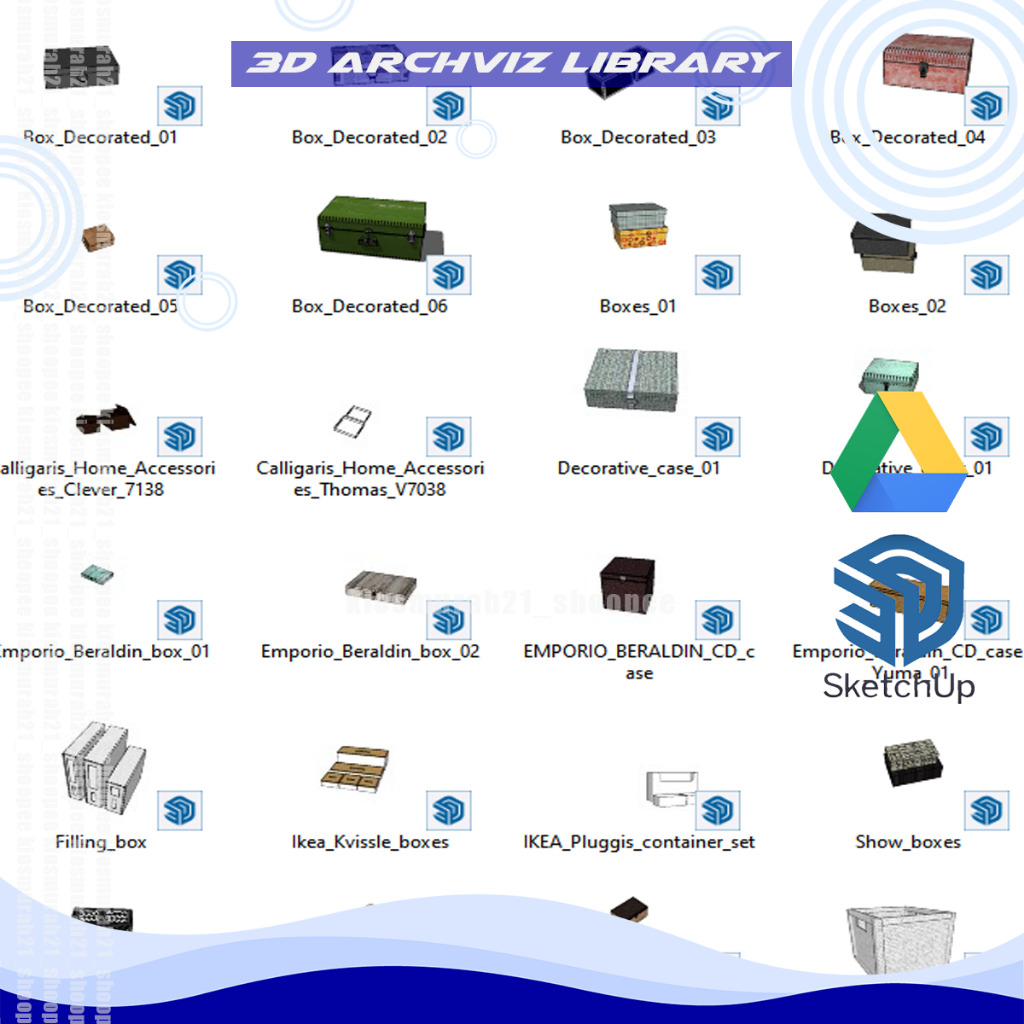 Jual 25 Boxes Sketchup Model Asset Library | Shopee Indonesia