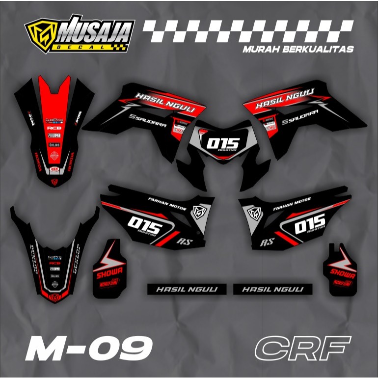 Jual Decal crf motif hitam merah full body max decal superglossy ...
