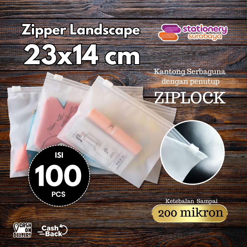 Jual [ISI 100] Zipper Bag Landscape Ukuran 23x14 cm Transparan Doff ...