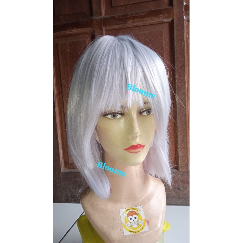 Jual wig abu muda / silver peek a boo silver pink cap sisir | Shopee ...