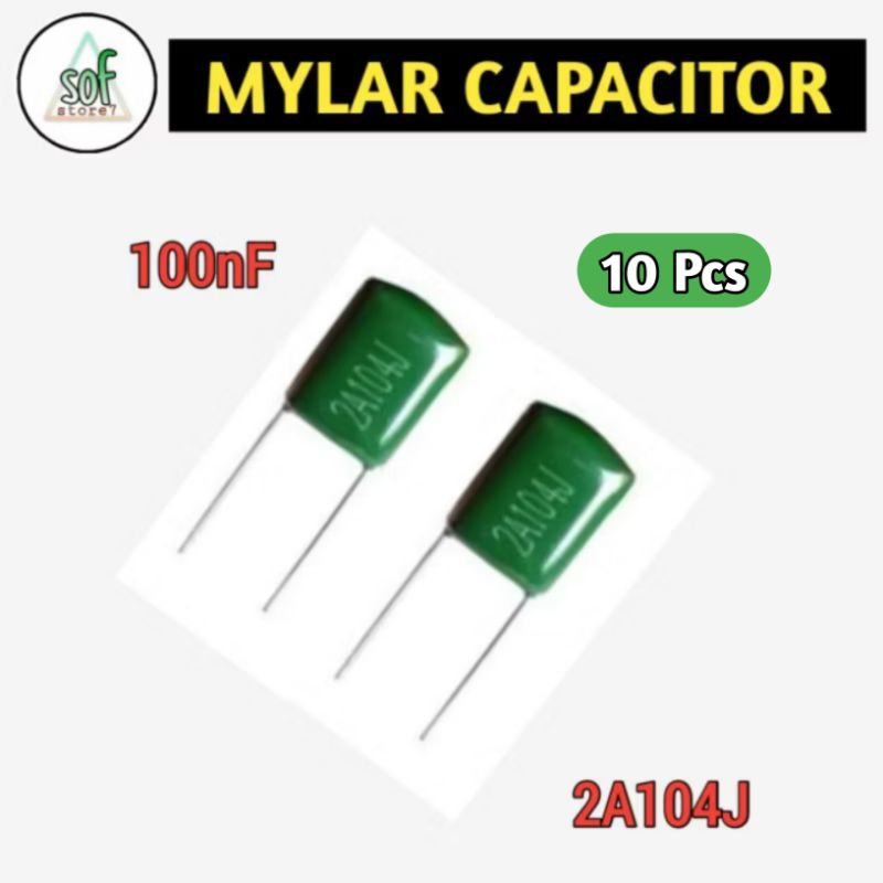 Jual Kapasitor Milar 104 100nf Isi 10pcs Mylar 104j 2A104J | Shopee Indonesia