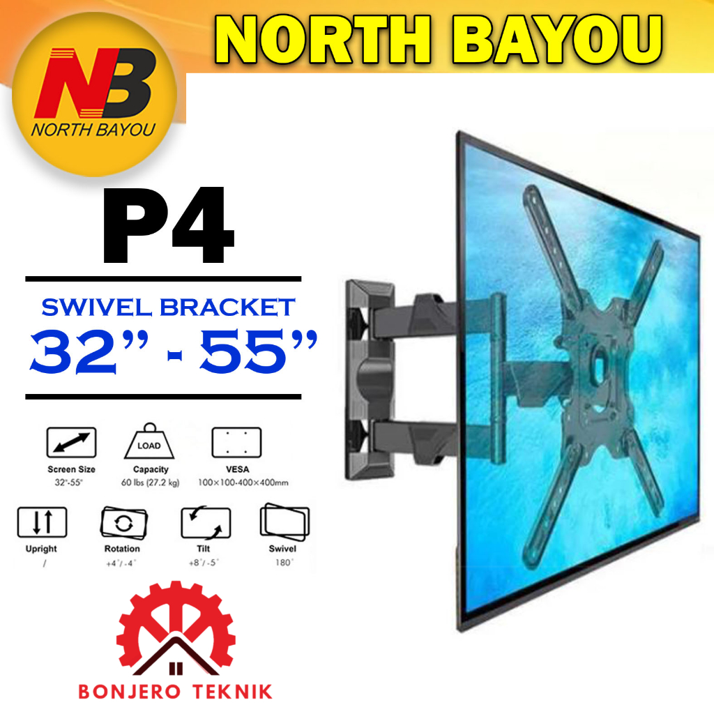 Jual North Bayou Nb P4 Swivel / Swing Brackets TV Bracket 32 40 42 43 ...
