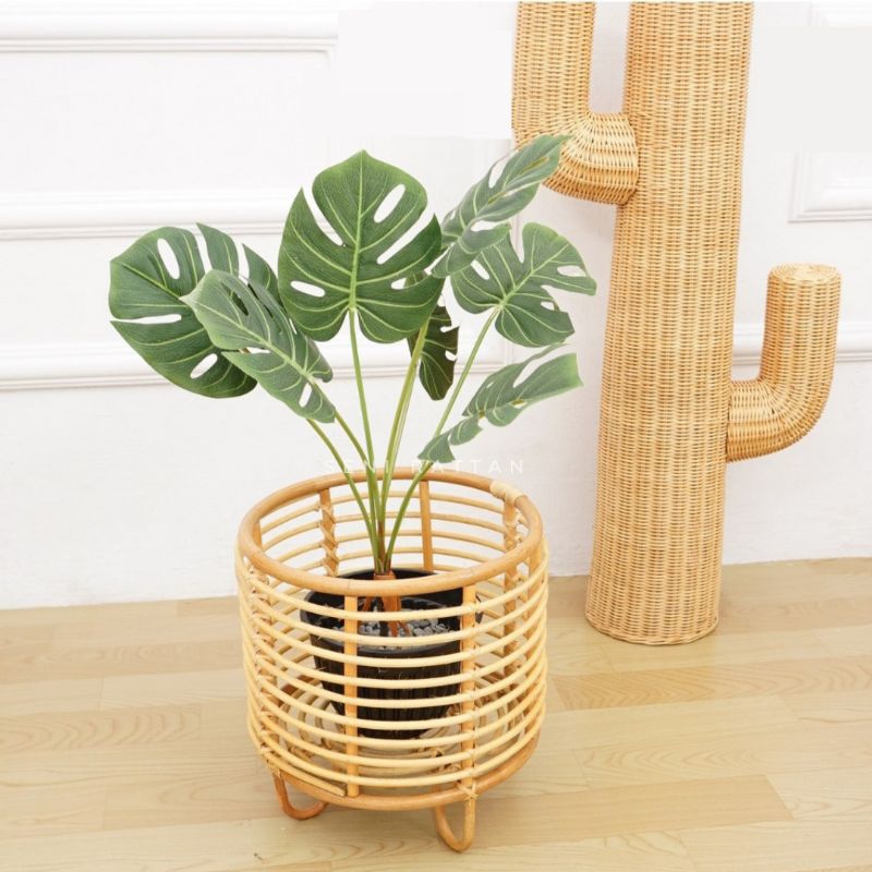 Jual Planter Tempat Vas Bunga Rotan Natural / Standing Pot Rattan ...