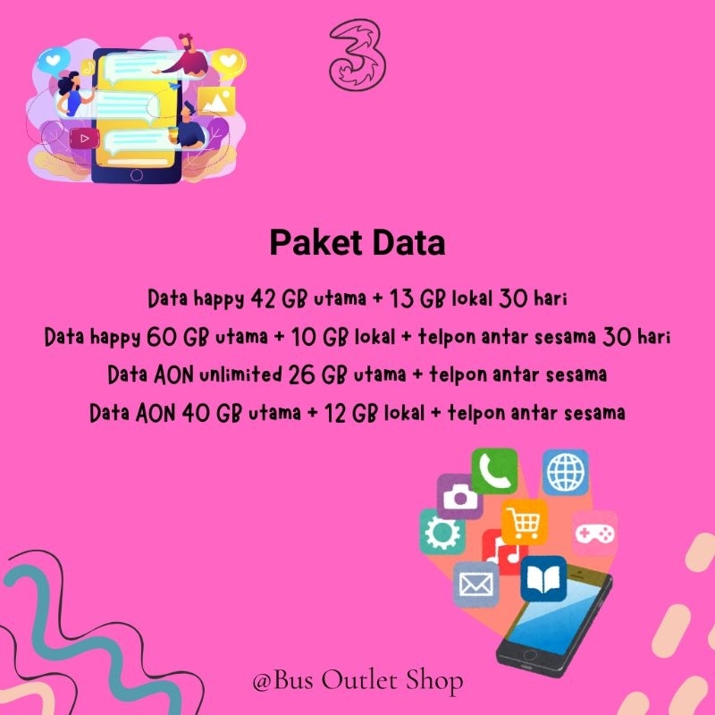 Jual Paket Data Operator Tri harga terjangkau 26-70GB | Shopee Indonesia