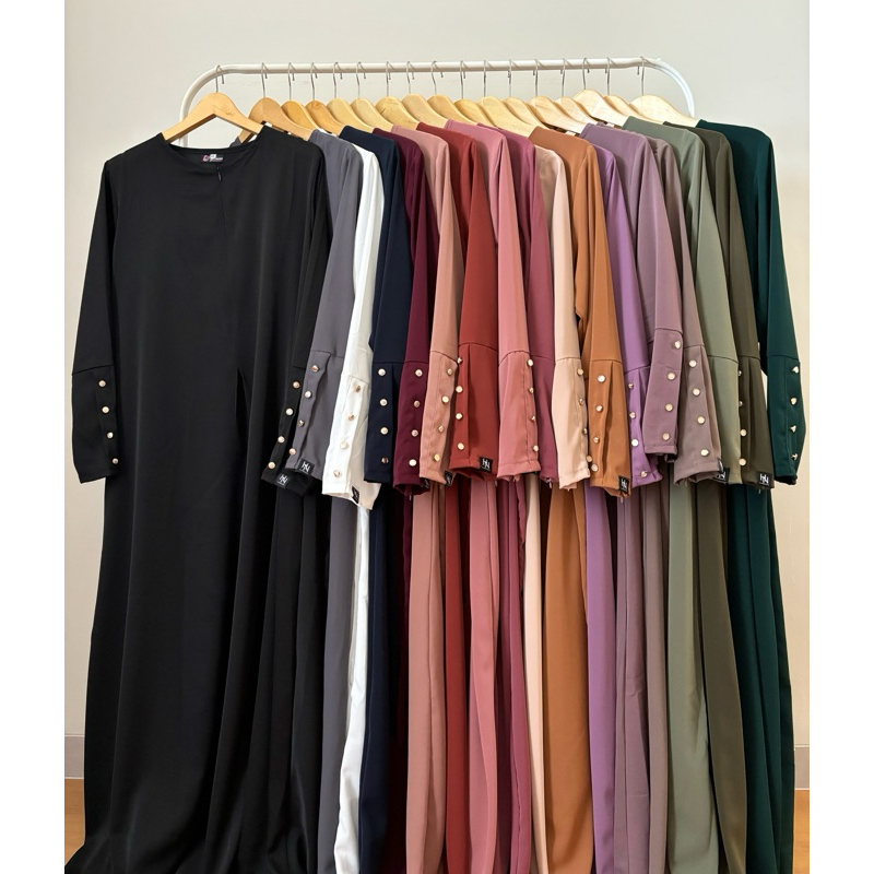 Jual HIJABNANA - PART 2 Safiya Gamis/Abaya syari polos lengan kancing ...