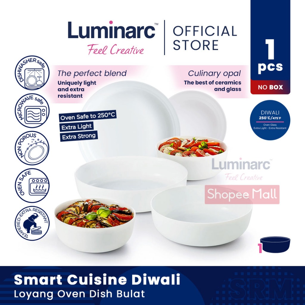 Jual LUMINARC Loyang Oven Dish Smart Cuisine Diwali Bulat 18cm/22cm ...